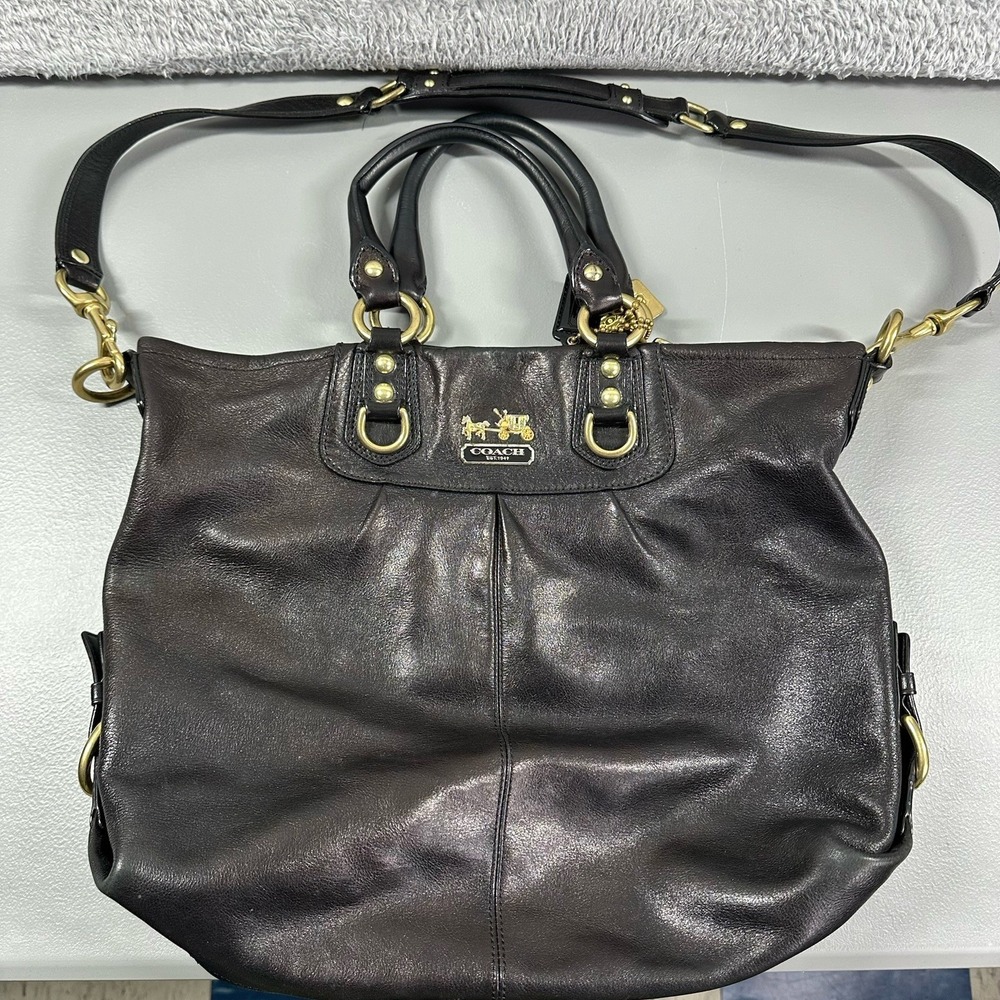 Coach Madison Leather Julianne Tote 12935 Black Dark … - Gem